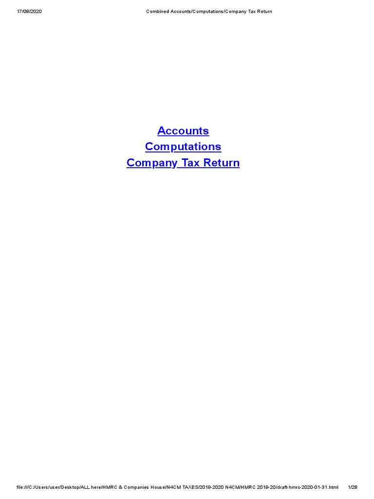 Company Tax Return (CT600) | PDF