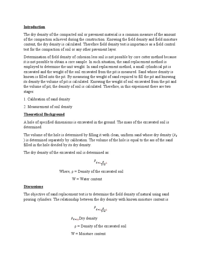 Field Density Test | PDF | Density | Soil