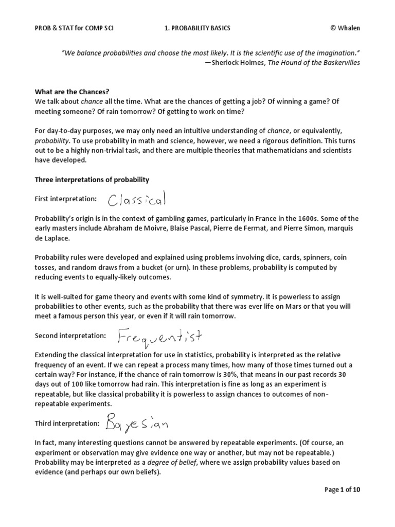 01 Probability Basics Notes | PDF | Probability | Reliability Engineering