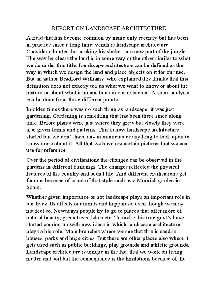 Report On Landscape Architecture | PDF