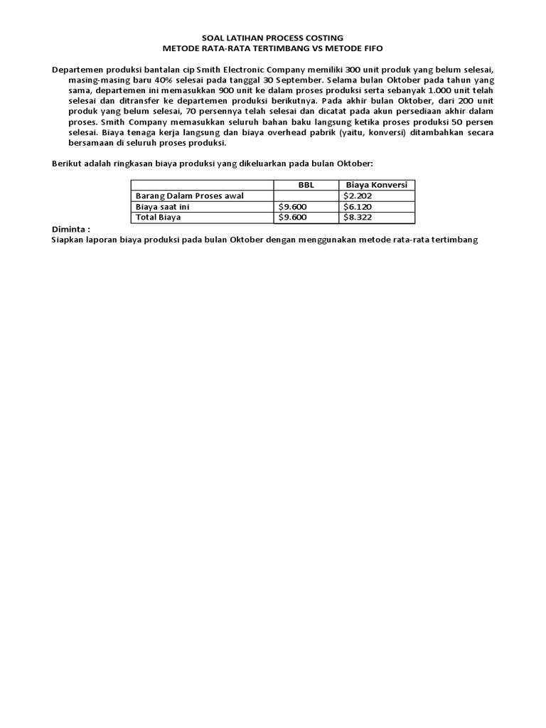 Tugas 8 Process Costing | PDF