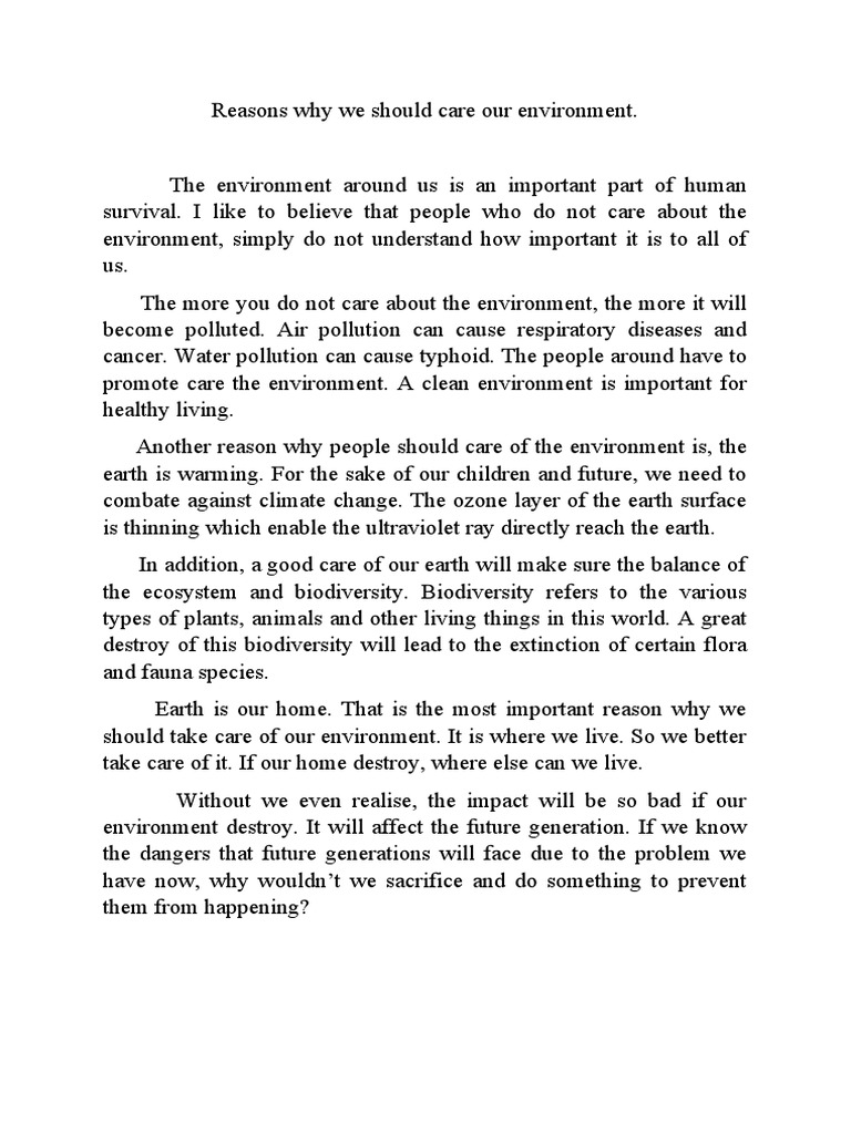 Reasons Why We Should Care Our Environment | PDF | Biodiversity ...