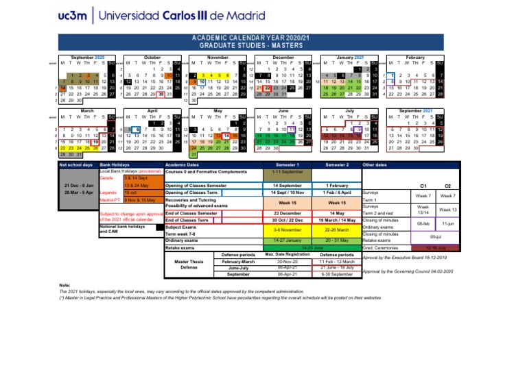 Academic Calendar 2020/21 Overview | PDF | Academic Term | Academia