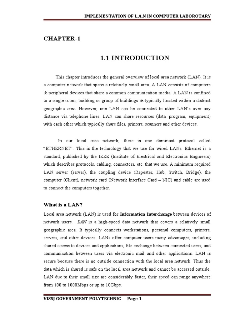 Lan Project Report of Vissj Polytechnic | PDF | Network Topology | Network Interface Controller