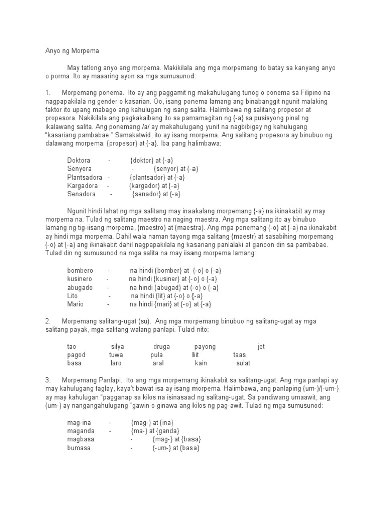 Anyo NG Morpema | PDF