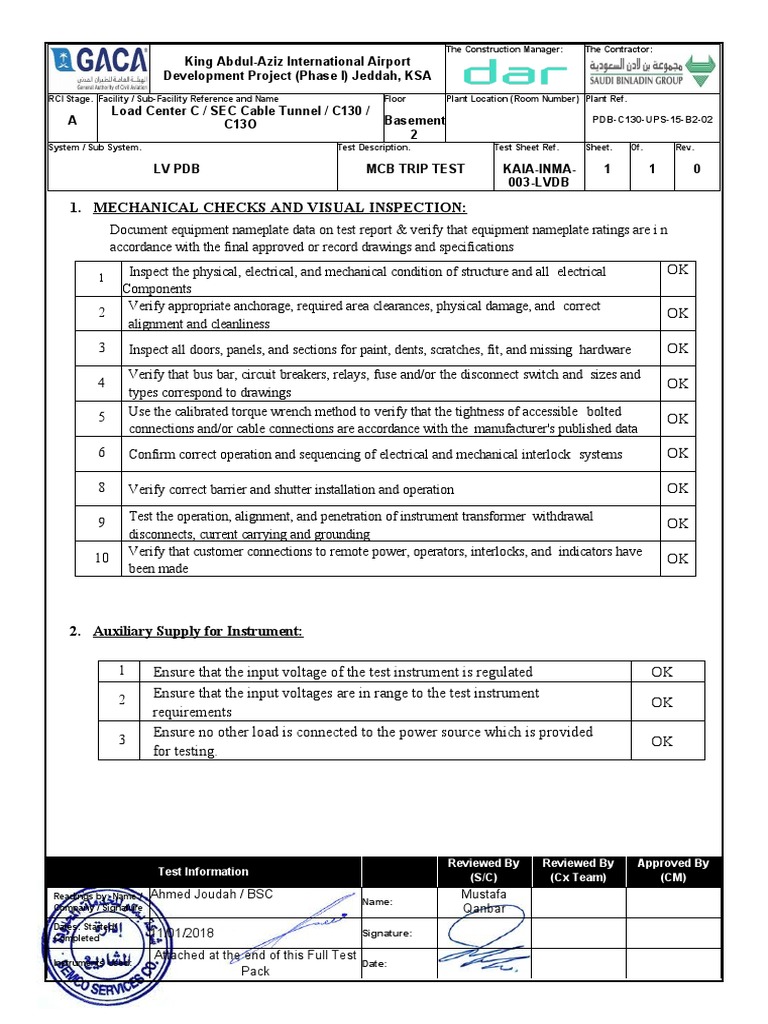 Mechanical Checks and Visual Inspection (Pdb-C130-Ups-15-B2-02) | PDF ...