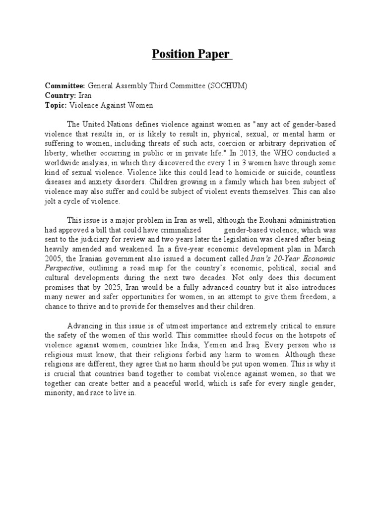 Position Paper: Committee: General Assembly Third Committee (SOCHUM ...