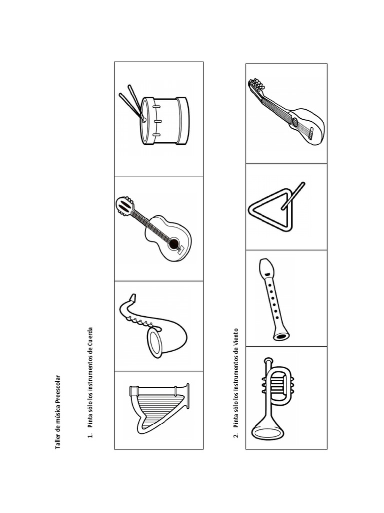Taller música preescolar: instrumentos cuerda, viento, percusión | PDF