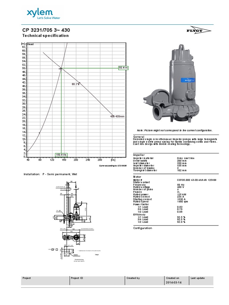 Report. FLYGT Mod. CP3231-705 (Item #15) | PDF | Machines | Mechanical ...