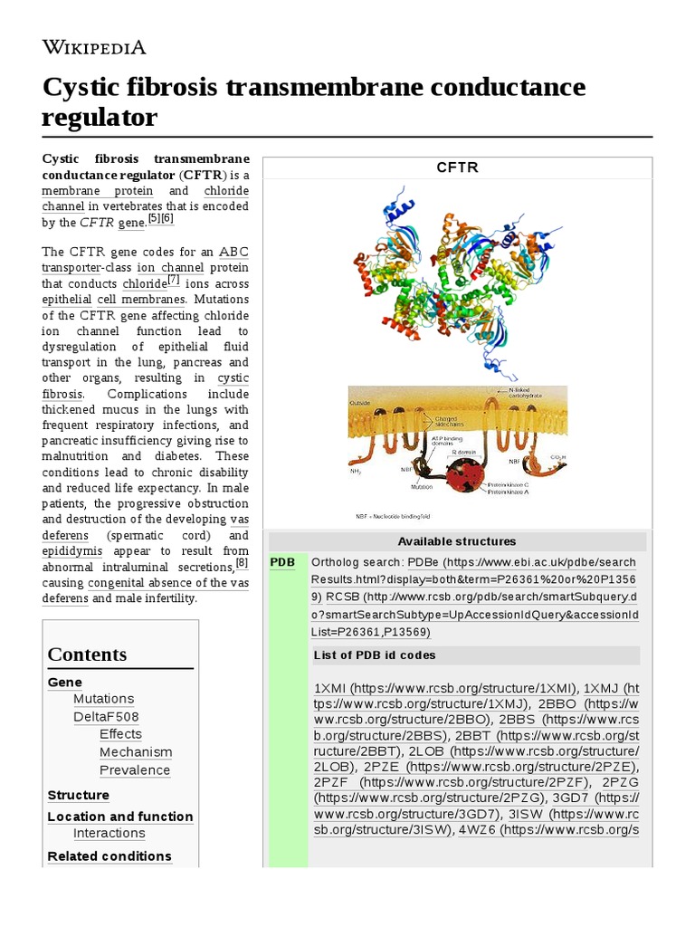 Cystic Fibrosis Transmembrane Conductance Regulator (CFTR) Is A | PDF | Molecular Biology | Biology