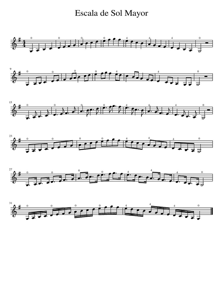 Escala de Sol Mayor PDF | PDF
