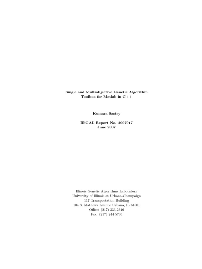 Kumara S. - Single and Multiobjective Genetic Algorithm Toolbox For ... Kumara S. - Single and Multiobjective Genetic Algorithm Toolbox For ...
