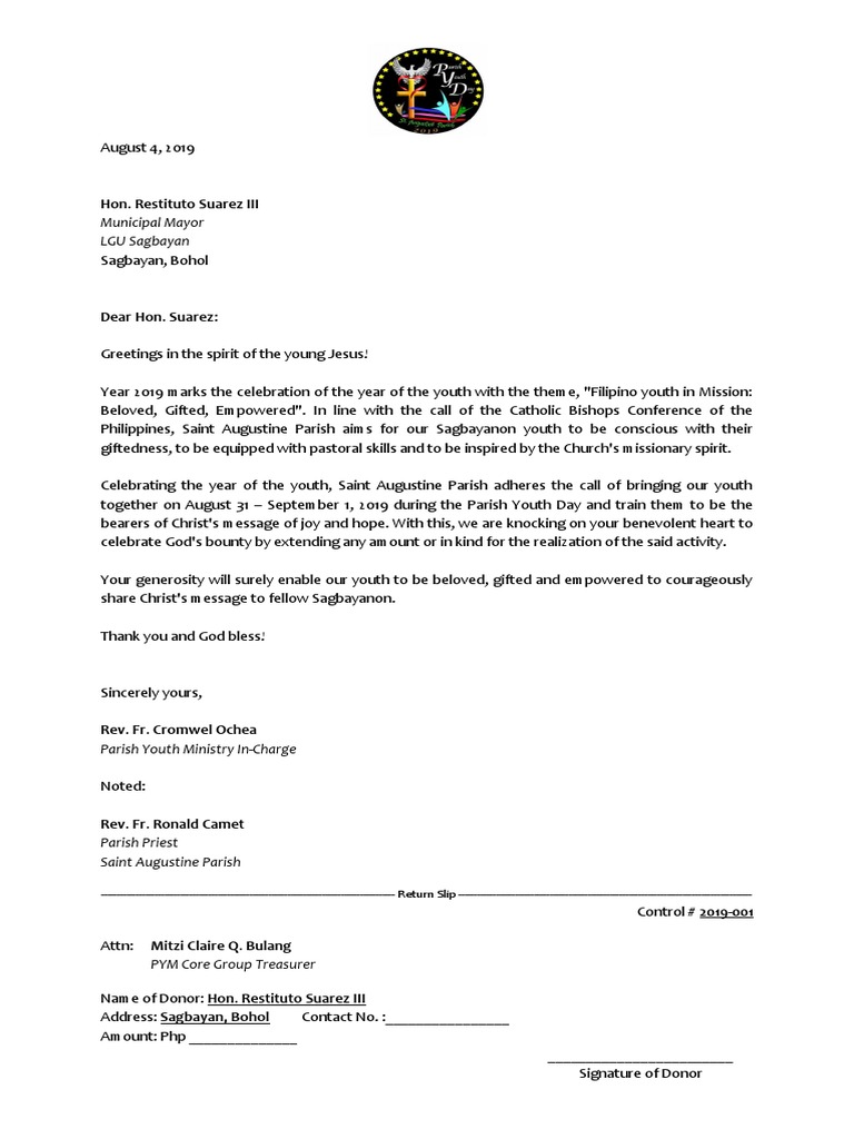 Solicitation Letter - PYM | PDF | Christian Mission | Catholic Church