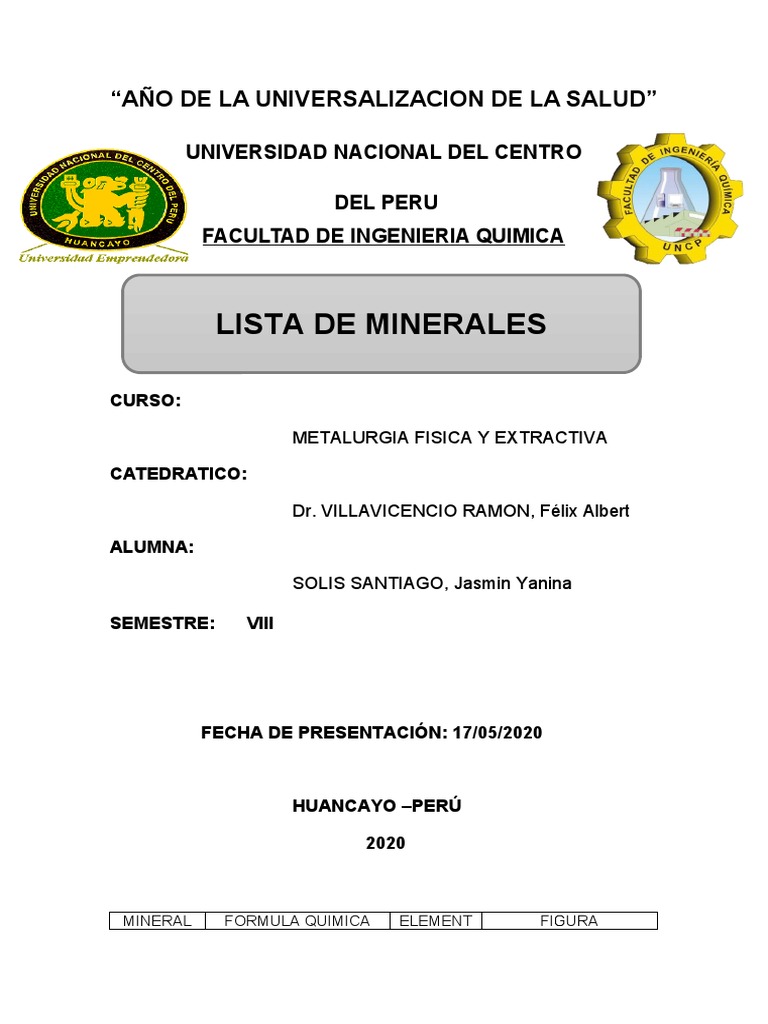 Listado de Minerales | PDF | Hierro | Cobre