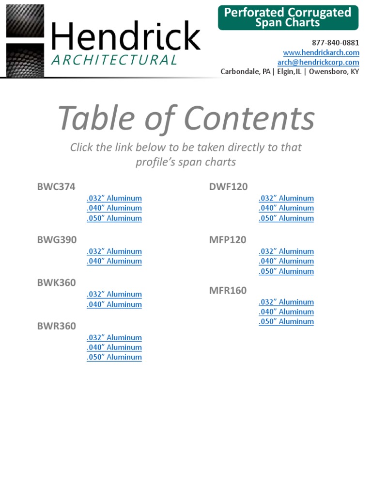 Corrugated Span Charts Hendrick Architectural 1 PDF | PDF | Bending ...