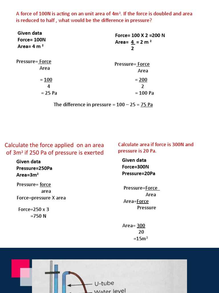 Pressure Numericals Diagram | PDF