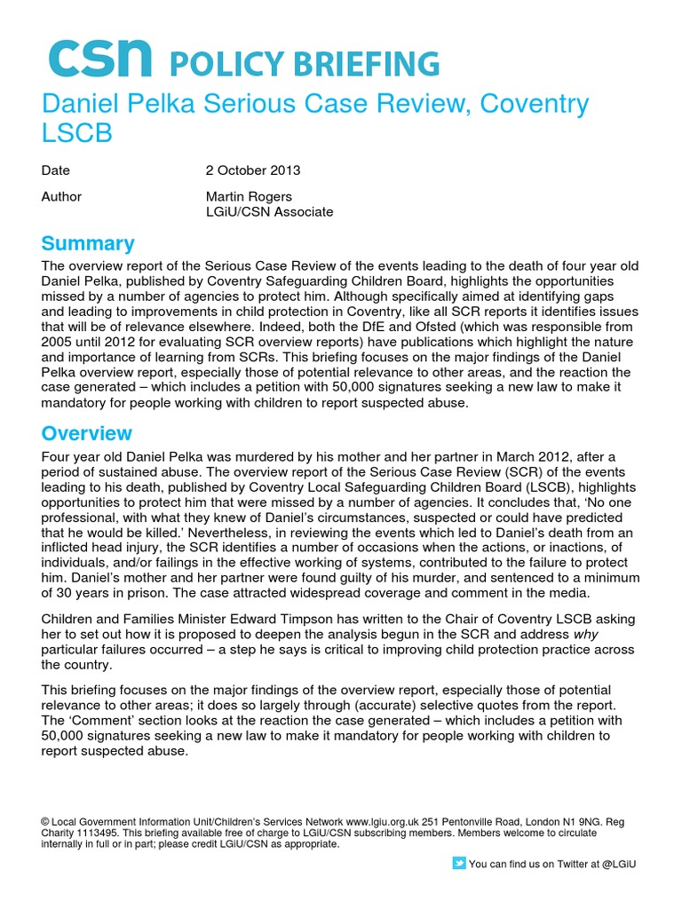 Daniel Pelka Serious Case Review Coventry LSCB | PDF | Domestic ...
