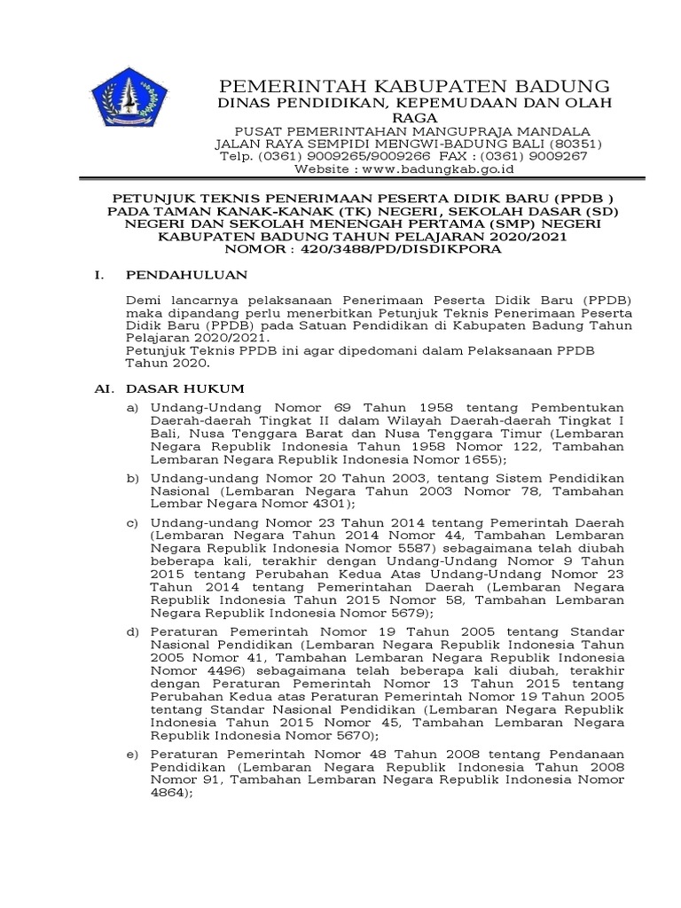 Juknis PPDB Badung | PDF | Karier & Perkembangan | Bisnis