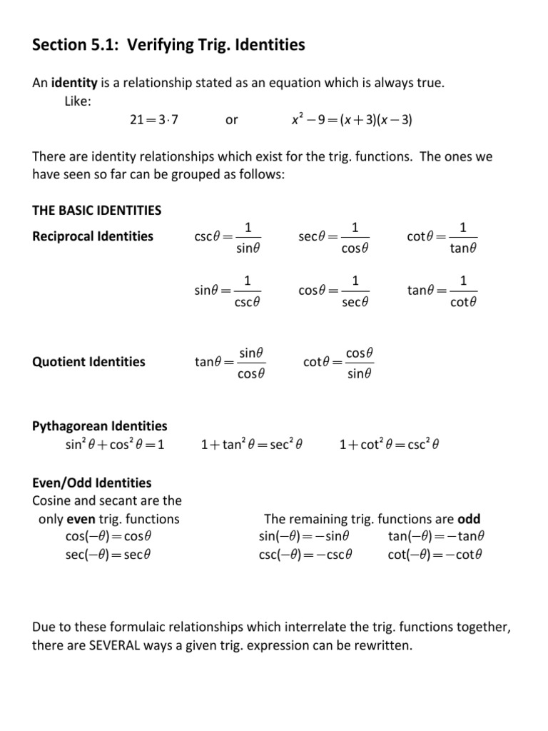 Verifying Trig Equations | PDF | Trigonometric Functions | Trigonometry