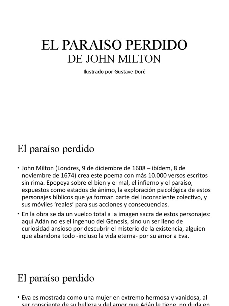 El Paraiso Perdido | PDF | paraíso perdido | Adán y Eva