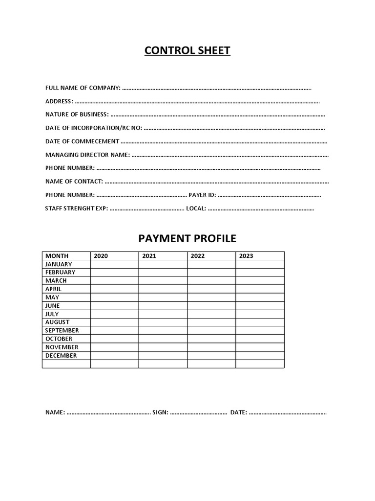 Control Sheet Companies | PDF
