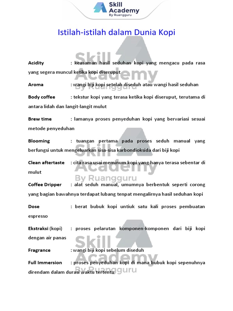Istilah Penting dalam Perkopian Kopi | PDF