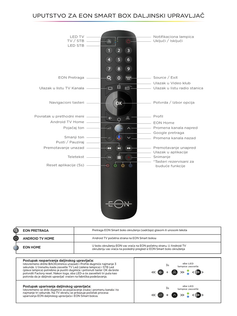 Uputstvo Za EON SMART BOX Daljinski Upravljač PDF | PDF