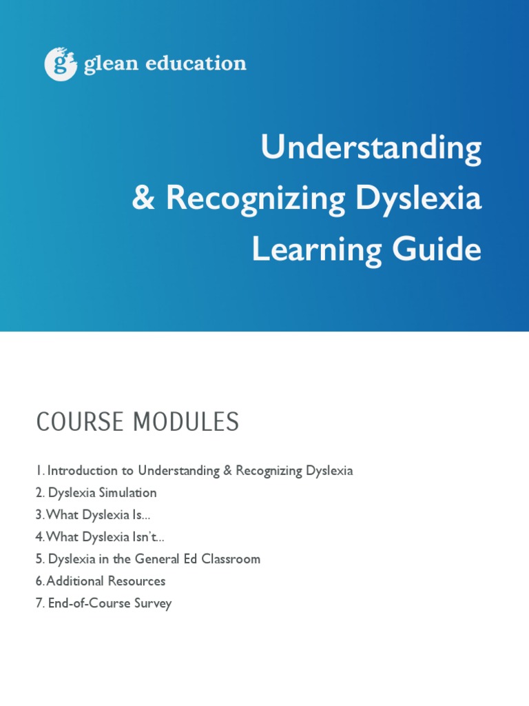 Understanding & Recognizing Dyslexia Learning Guide: Course Modules ...