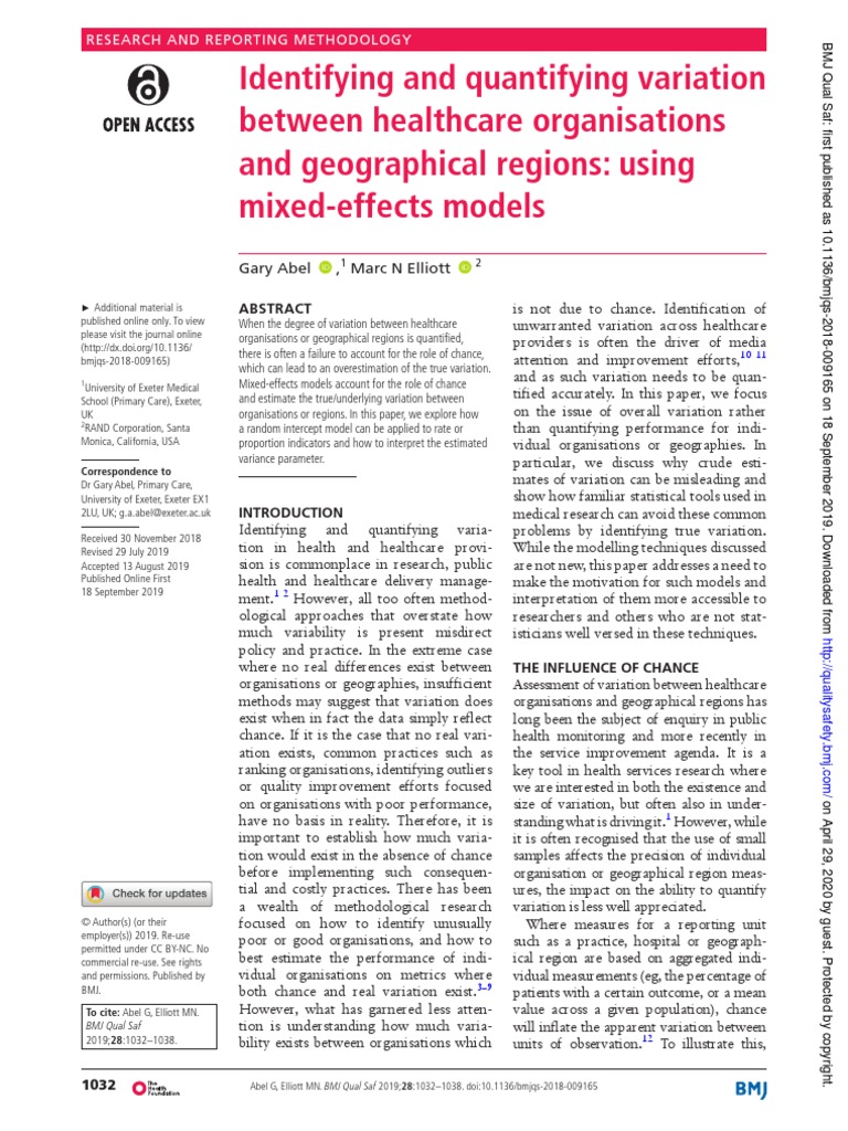 Identifying and Quantifying Variation Between Healthcare Organisations ...