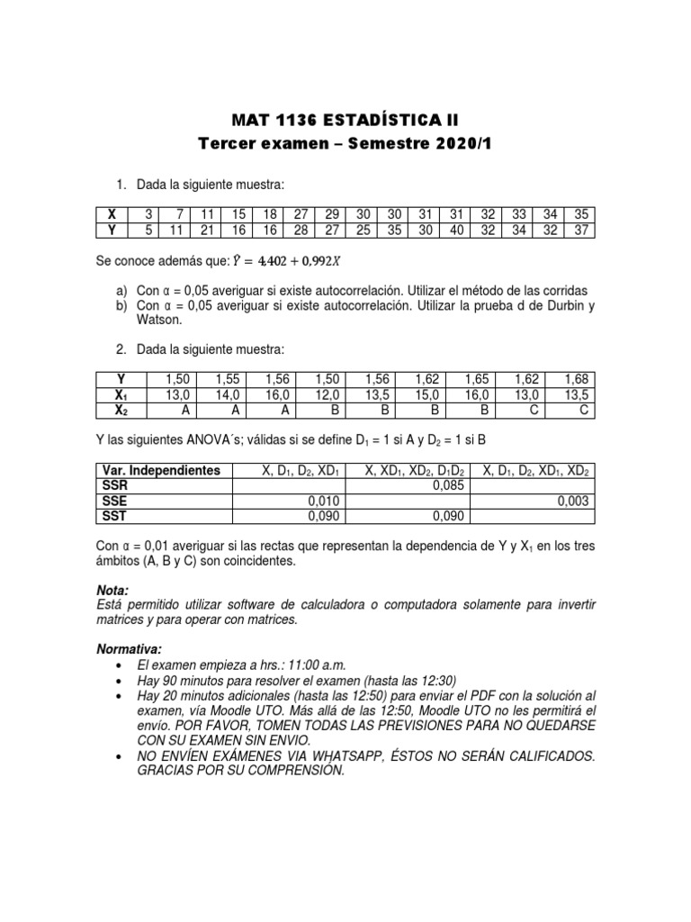 Mat 1136 Tercer Examen | PDF