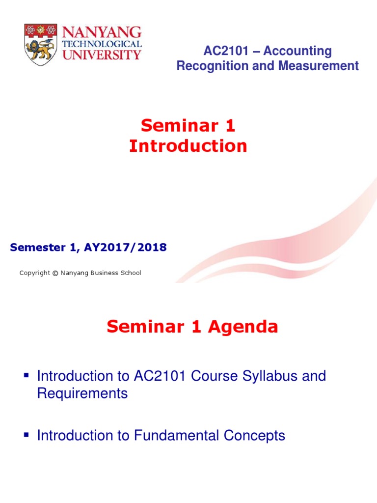 Seminar 1: AC2101 - Accounting Recognition and Measurement | PDF ...