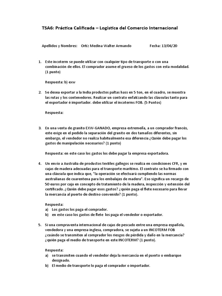 Tsa06 Logistica Del Comercio Internacional | PDF | El comercio ...