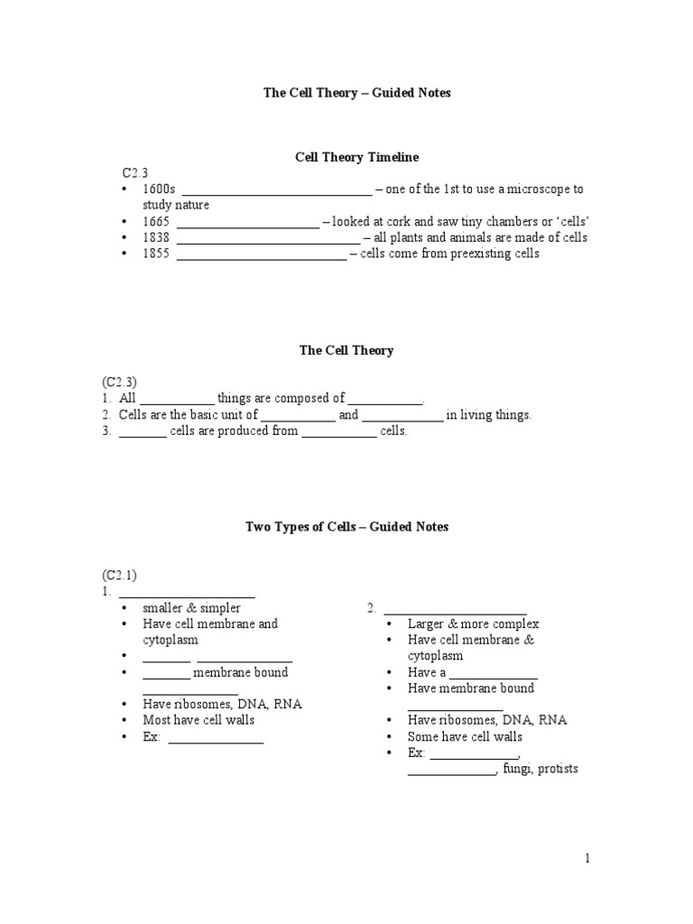 Cell Theory and Cell Types Overview | PDF
