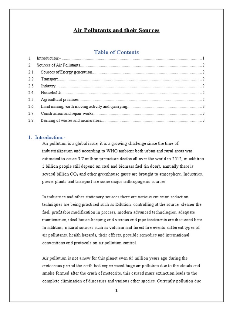 Air Pollutants and Their Sources | PDF | Air Pollution | Greenhouse Gas