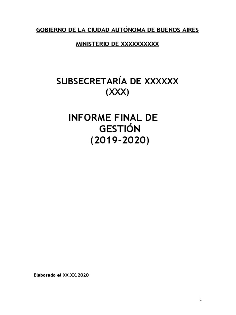 Modelo de Informe de Gestion | PDF | Buenos Aires | Gobierno