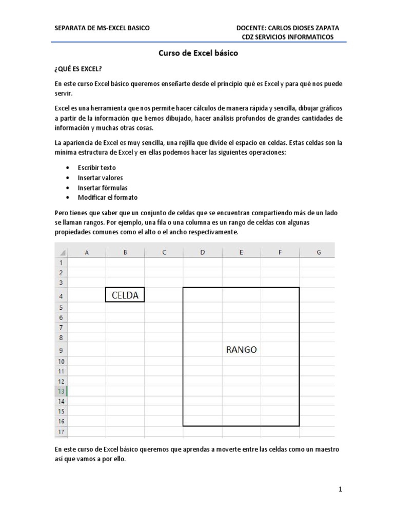 SEPARATA Curso de Excel Básico | PDF | Microsoft Excel | Archivo de computadora