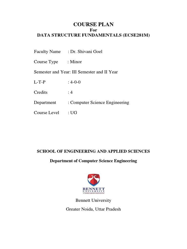 Course Plan: For Data Structure Fundamentals (Ecse281M) | PDF | Algorithms And Data Structures ...