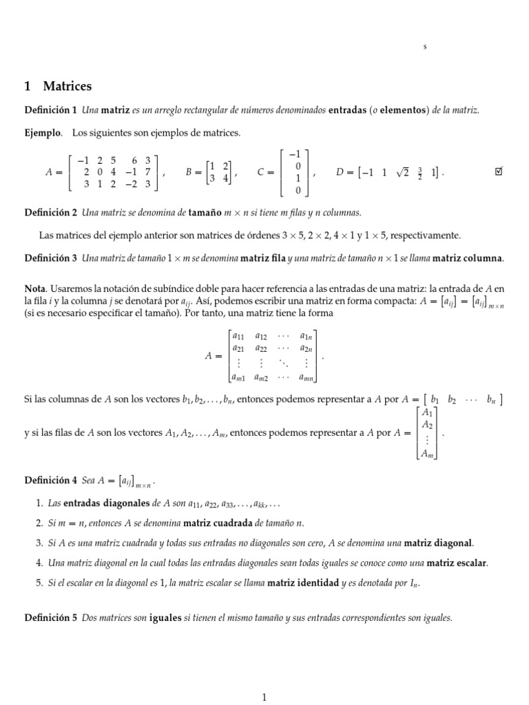 Matrices | PDF | Teoría del operador | Matriz (Matemáticas)