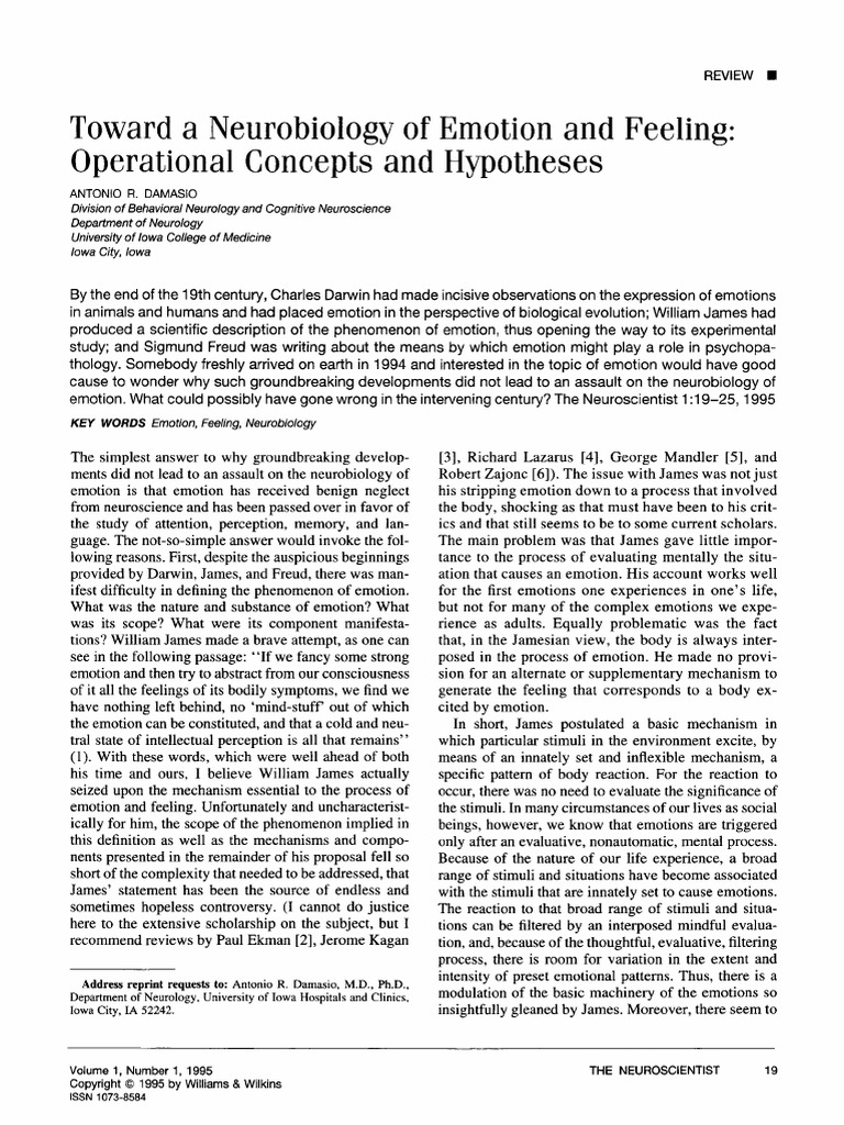 Damasio Proc de La Emoc | PDF | Limbic System | Emotions