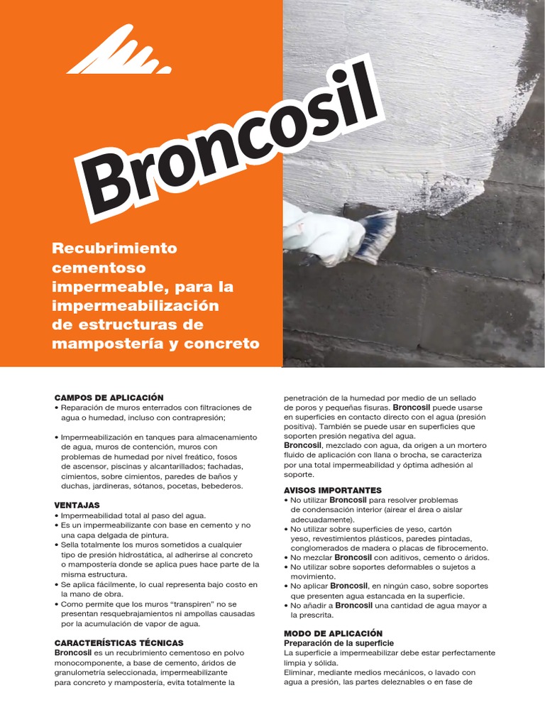 Broncosil PDF | PDF | Hormigón | Agua