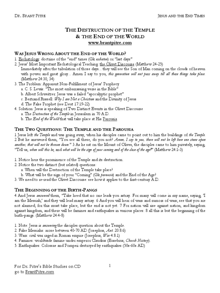Jesus' Teachings on End Times | PDF | Rapture | The Beast (Revelation)