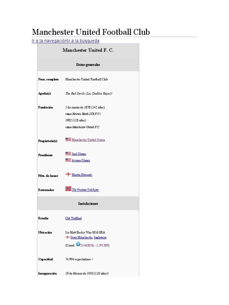 Historia del Manchester United F.C. | PDF | Manchester United FC ...