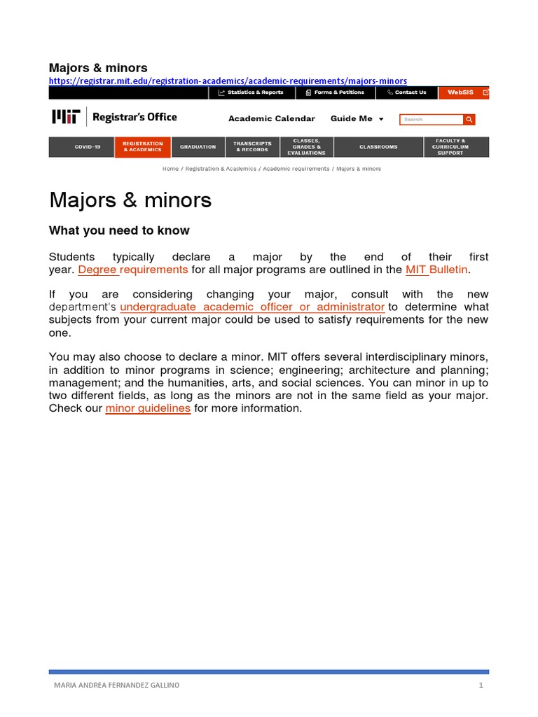 MIT Majors & Minors Guide | PDF
