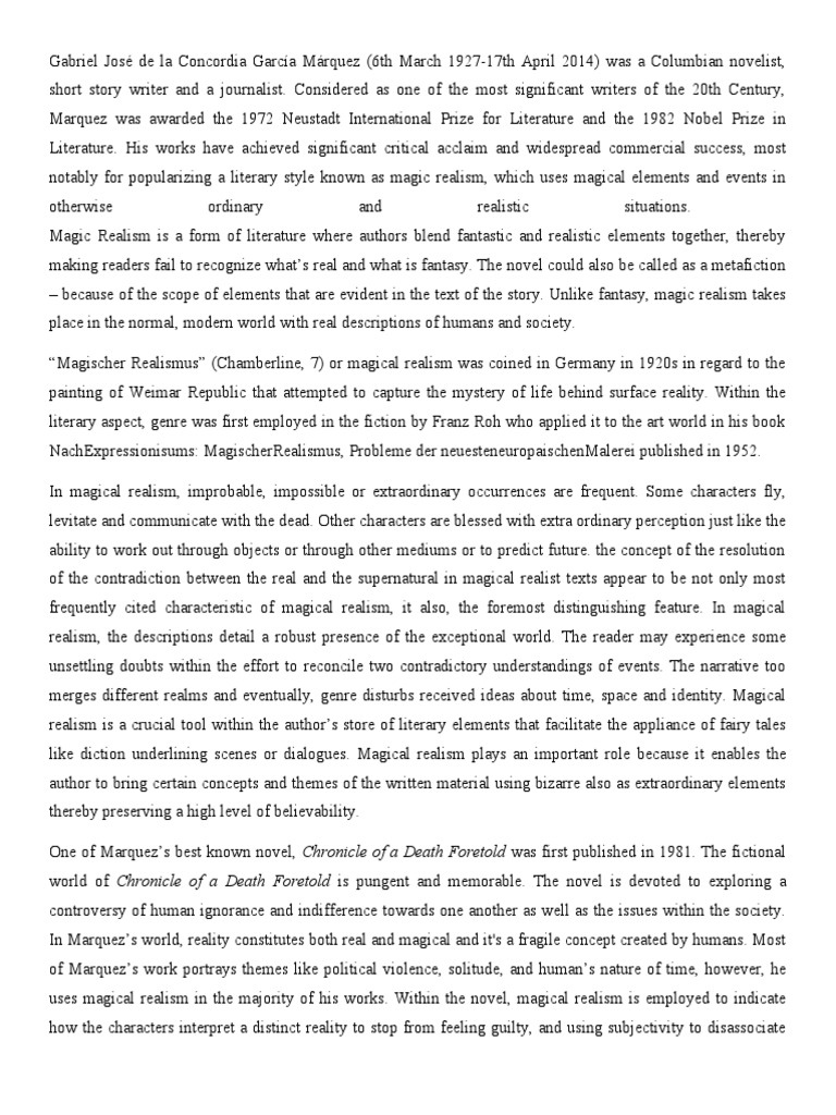 Chronicle of A Death Foretold | PDF | Gabriel García Márquez