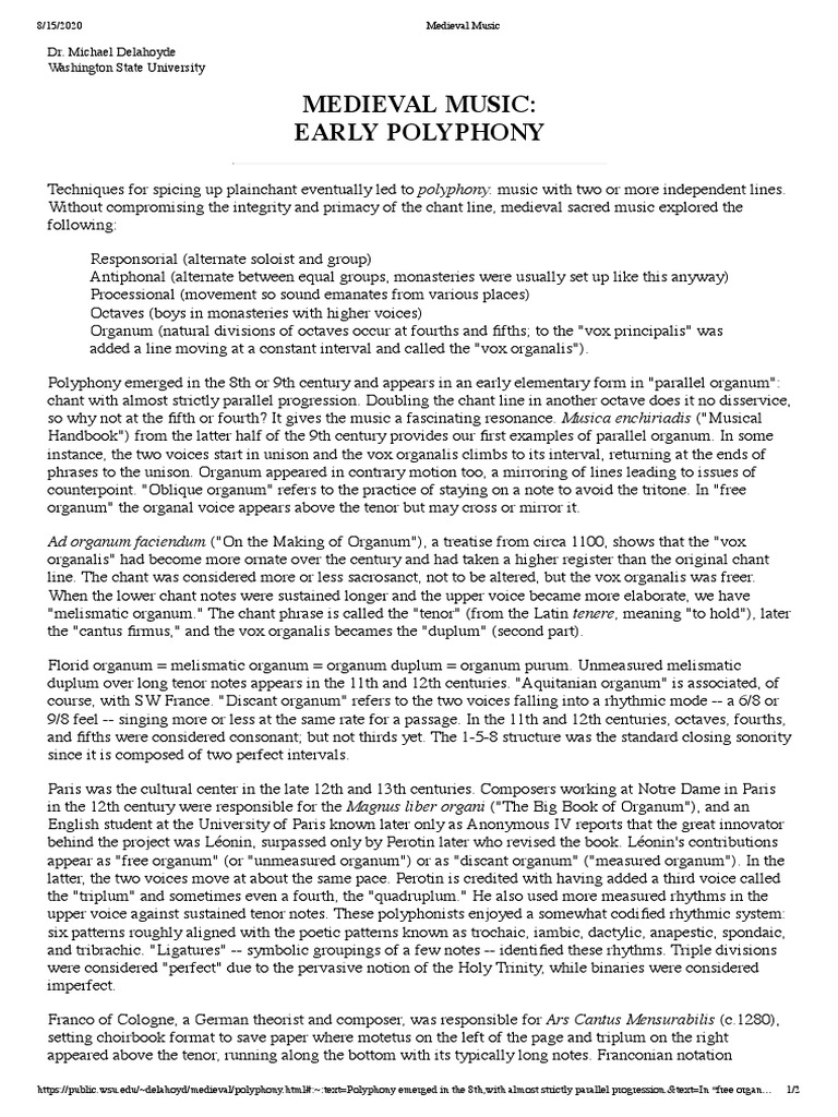 Early Polyphony in Medieval Music | PDF | Musicology | Music Theory