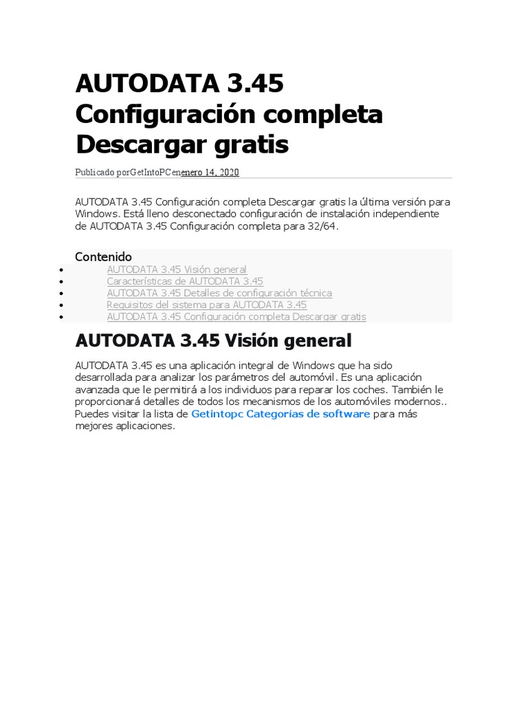 Autodata 3.45 | PDF | Plataformas de computación | Arquitectura de ...