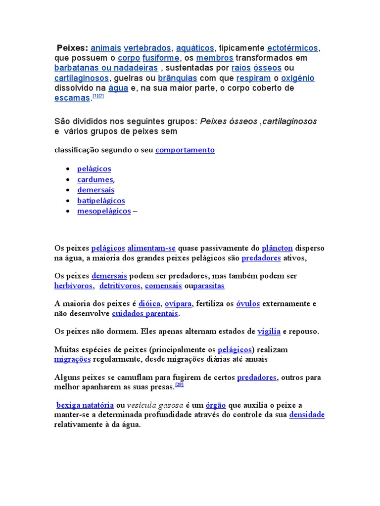 Peixes: Vertebrados Aquáticos e Suas Características | PDF | Peixes ...