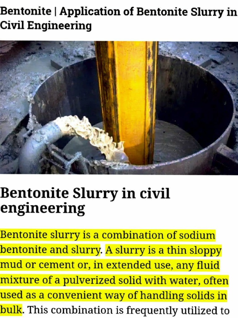 Bentonite Slurry PDF | PDF