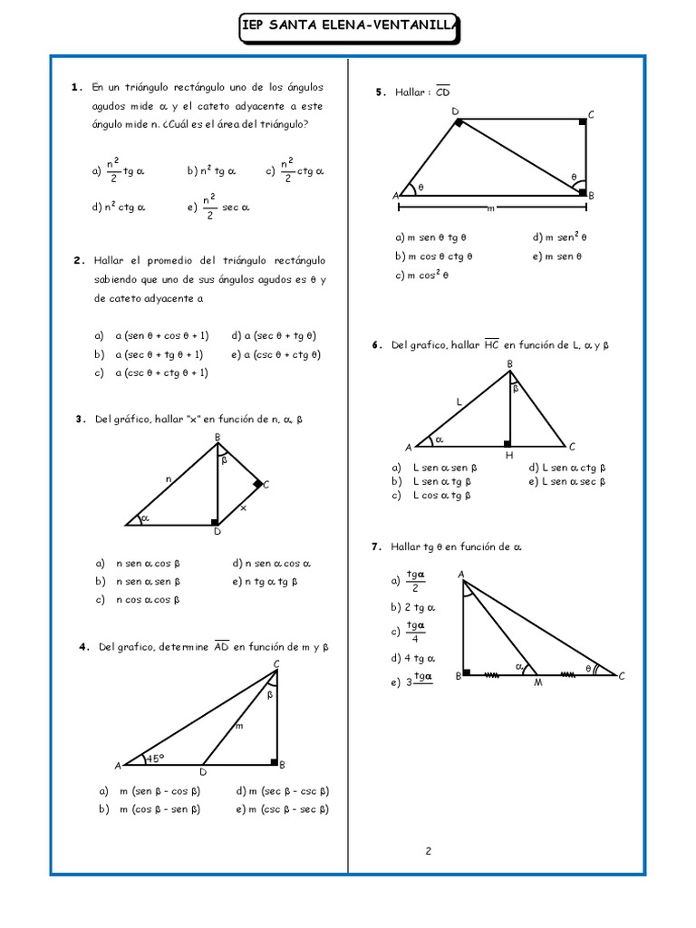 Ejercicios S7 Trigonometria 4to Sec | PDF | Euclides | Triángulo