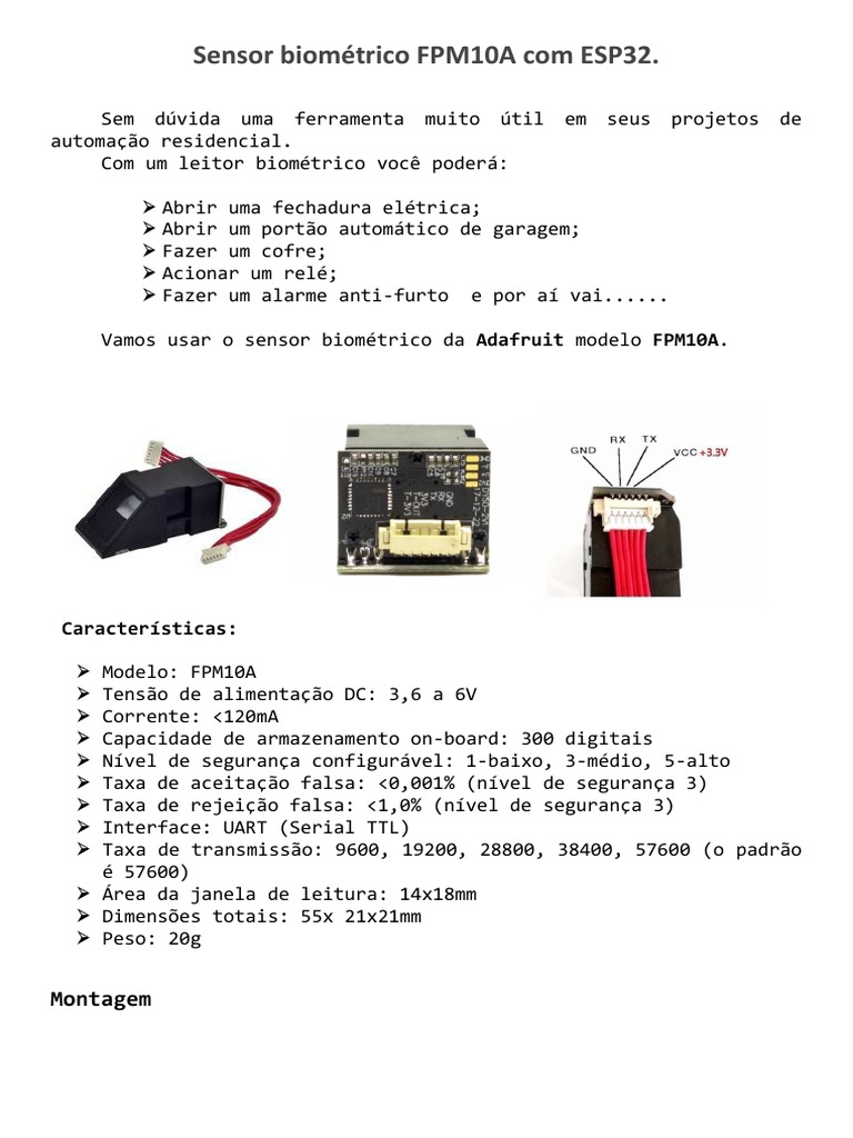 Tutorial Sensor Biométrico FPM10A Com ESP32 PDF | PDF | Arduino | PCs ...